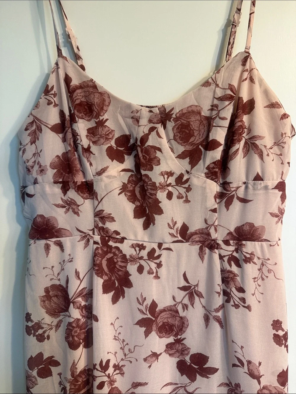 Trixxi | Dresses | Trixxi Blush Pink Maxi Dress With Rust Floral Print ...